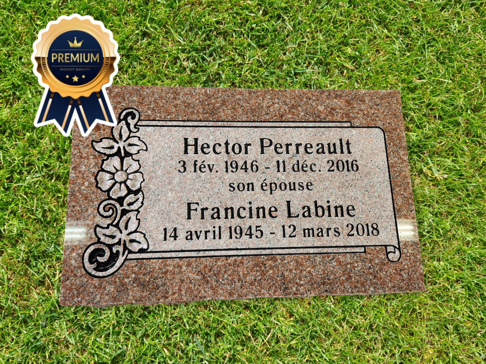 High-quality, Mountain Rose Flat Granite Markers 20''x12''x4'' Custom ...
