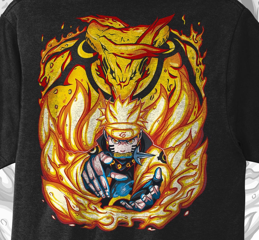 NARUTO ANIME Screen Print Manga Tee SHIRT – Asura Kurama Sage Mode ...