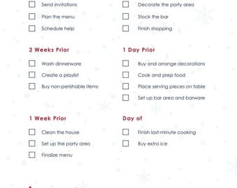 Printable Holiday Party Planner Organizer Festive Event Checklist ...