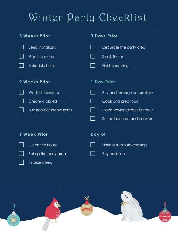 Holiday Party Checklist - Etsy