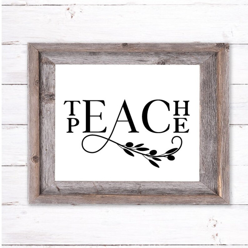 Teach Peace Sign Olive Branch Sign Farmhouse Sign SVG for - Etsy
