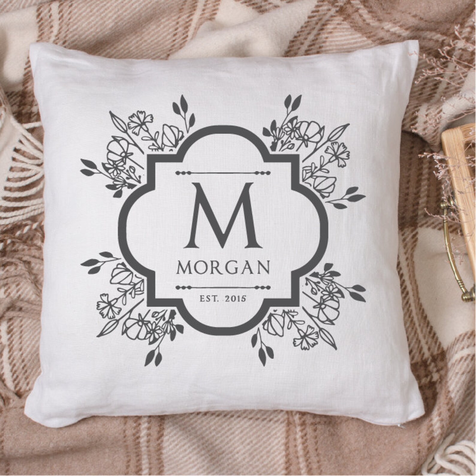 Monogram Sign Svg Last Name SVG Family Name Svg Wreath Svg | Etsy