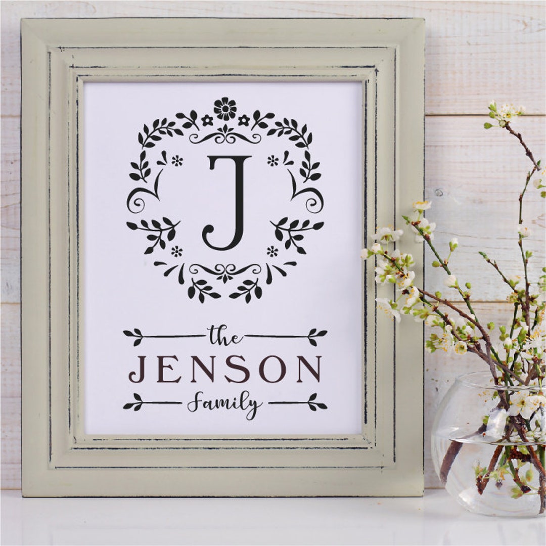 Monogram Sign Svg, Last Name SVG, Family Name Svg, Wreath Svg,last Name ...