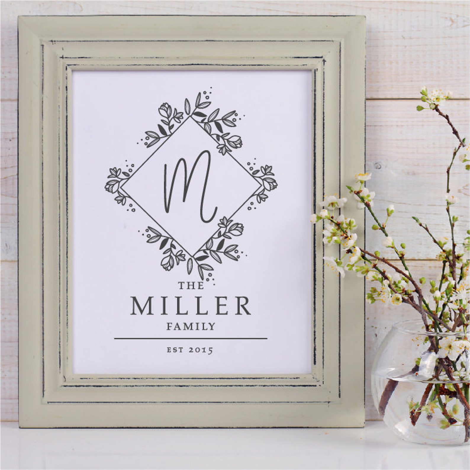 Monogram Sign Svg Last Name SVG Family Name Svg Wreath Svg | Etsy