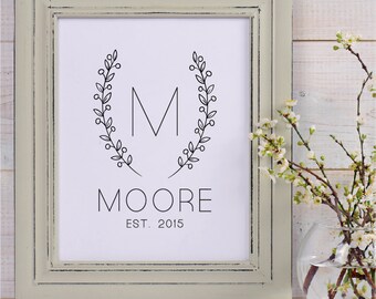 Monogram Sign Svg Last Name SVG Family Name Svg Wreath | Etsy