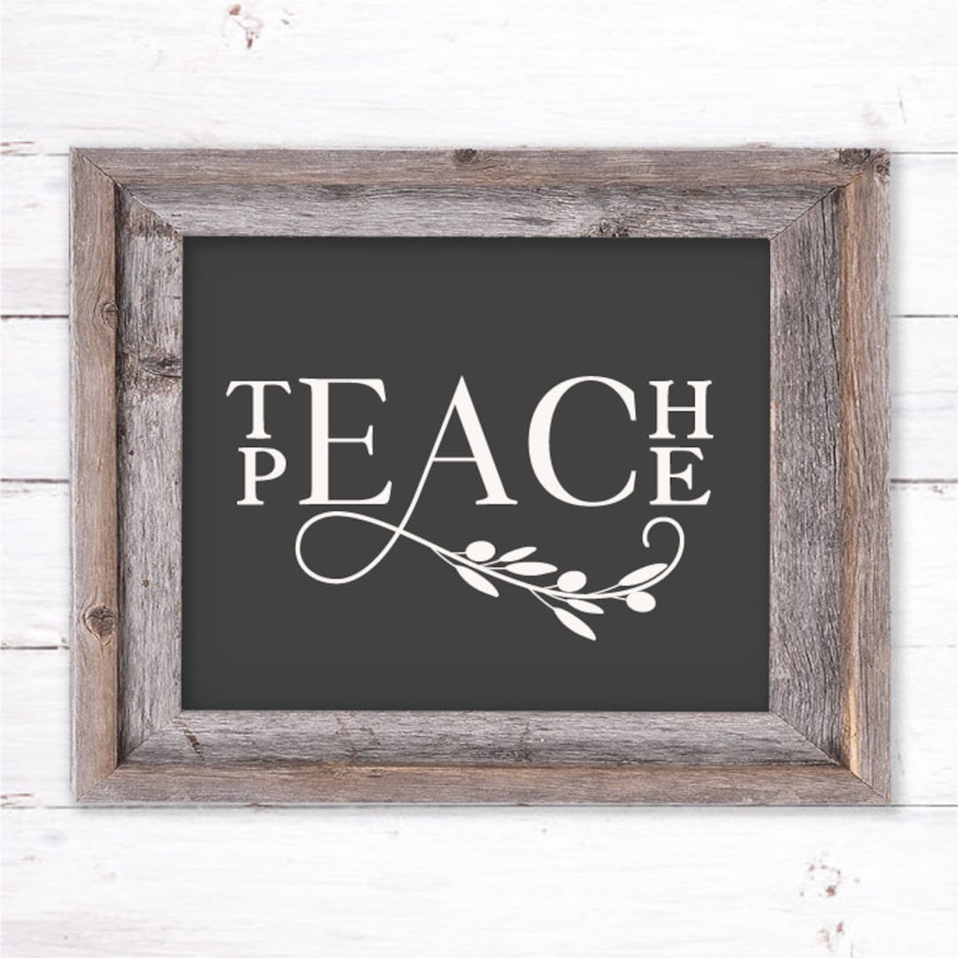 Teach Peace Sign Olive Branch Sign Farmhouse Sign SVG for - Etsy