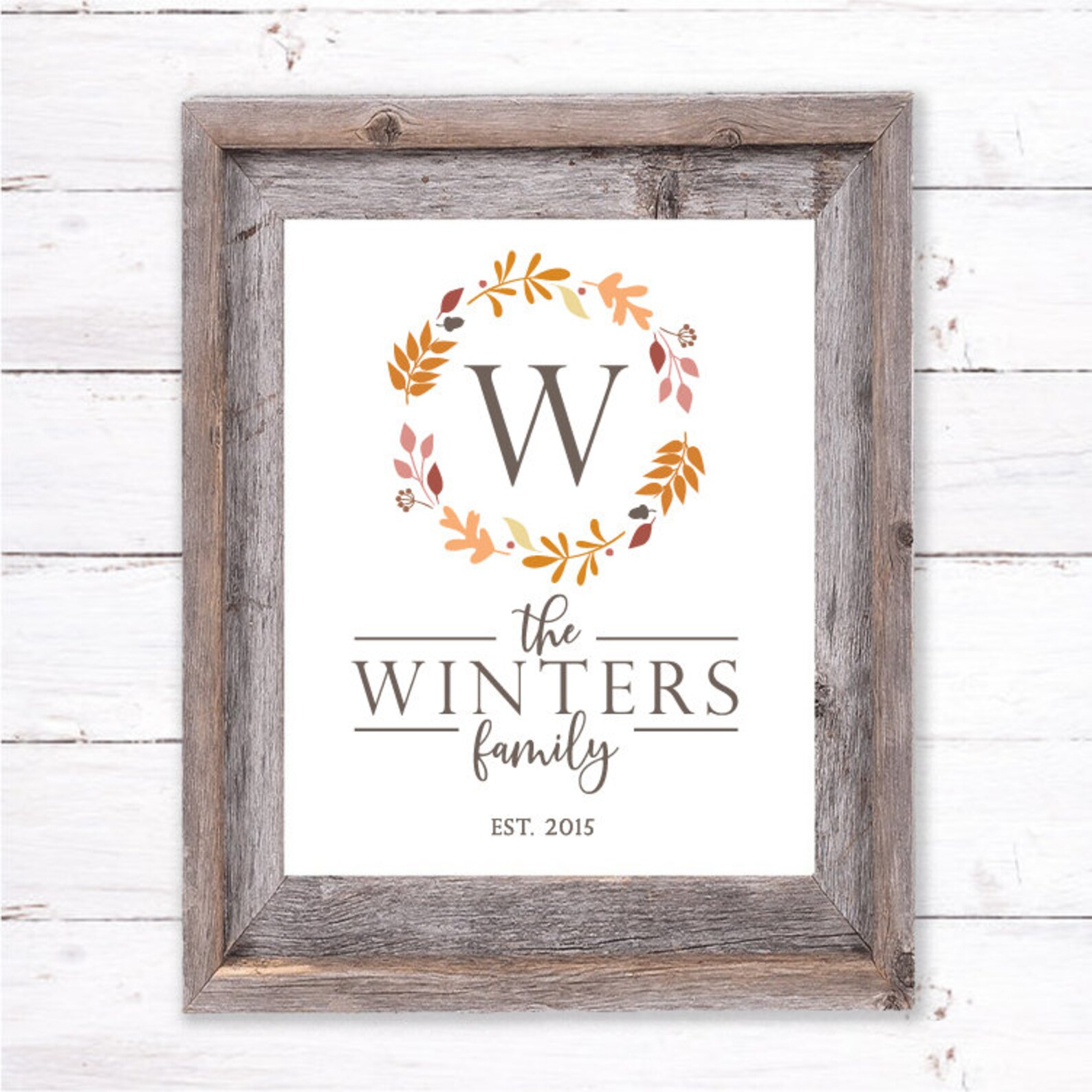 Monogram Sign Last Name Sign Family Name Sign Autumn - Etsy