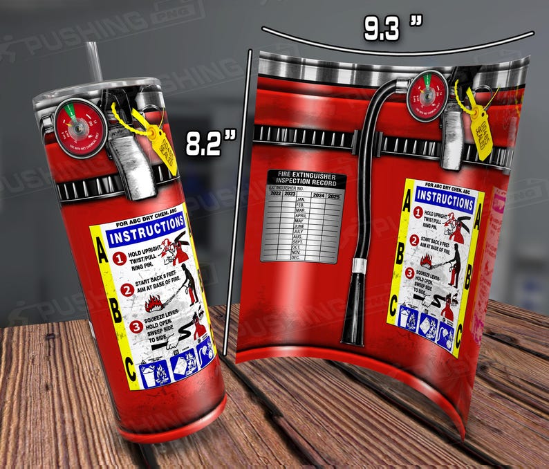 Fire Extinguisher Tumbler Wrap: Firefighter PNG, Seamless Sublimation ...