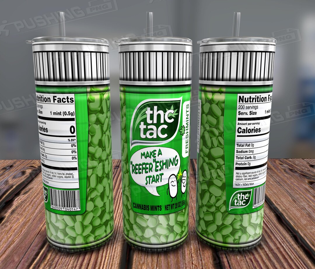 THC Tacs 20oz Tumbler Wrap, Funny 420 Marijuana Tumbler PNG, Cartoon ...