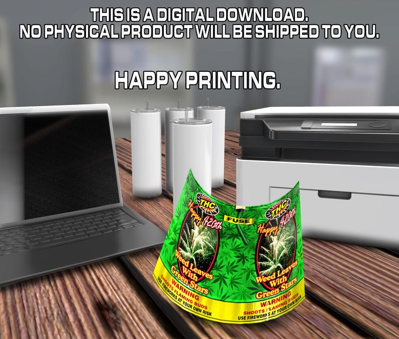 Weed Fireworks 20oz Tumbler Wrap, Funny 420 Pothead Stoner Design ...