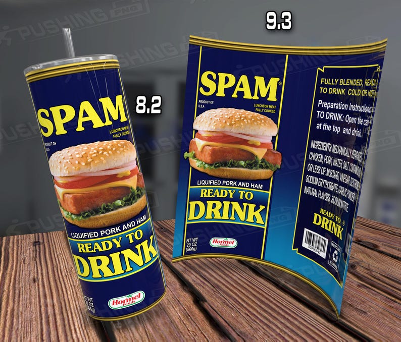 Funny Spam Drink Tumbler Wrap: Sarcastic Seamless PNG (digital File) - Etsy