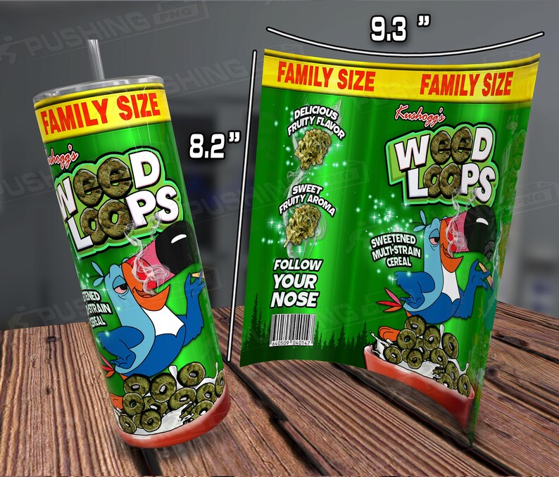 Funny 420 Cereal Tumbler Wrap, Weed Loops Cereal, Cannabis Tumbler PNG ...