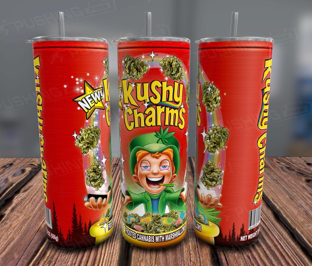 Kushy Charms 420 Cereal Tumbler Wrap, Funny 420 Cannabis Tumbler PNG ...