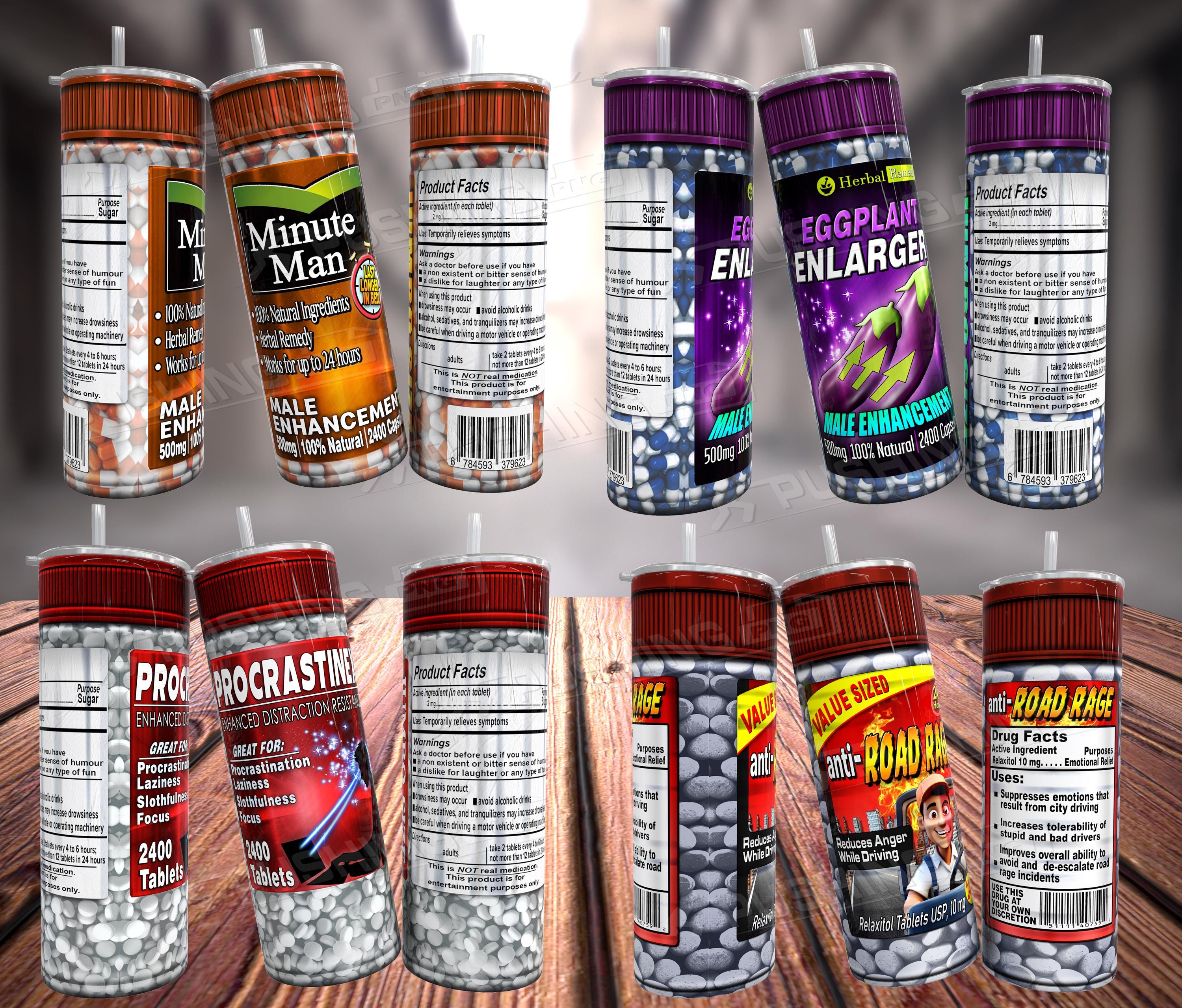 Funny Fake Pills Tumbler Wrap Bundle: Sarcastic Curse Word PNG (digital ...