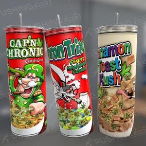 Weed Cereal 20oz Tumbler Wrap Bundle, Funny 420 Tumbler PNG, Marijuana ...
