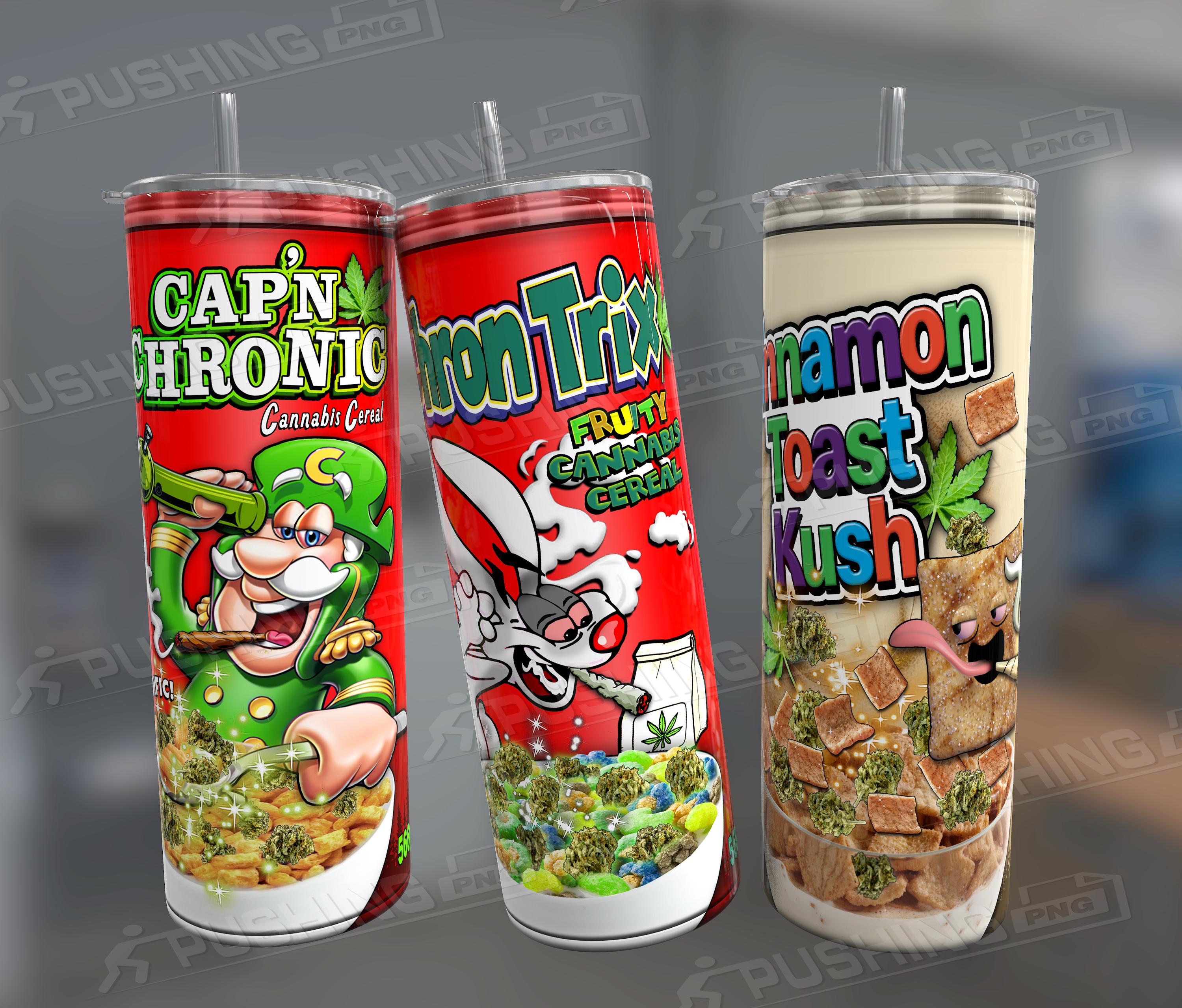 Weed Cereal 20oz Tumbler Wrap Bundle, Funny 420 Tumbler PNG, Marijuana ...