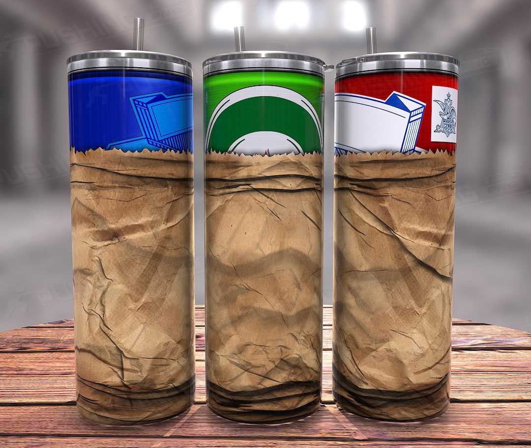 Beer Can Tumbler Wrap: Funny Drinker Paper Bag Design (PNG Digital ...