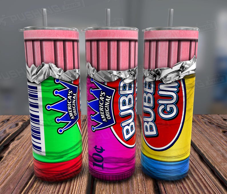 Bubble Gum Tumbler Wrap: Candy Wrapper PNG, Seamless Sublimation ...
