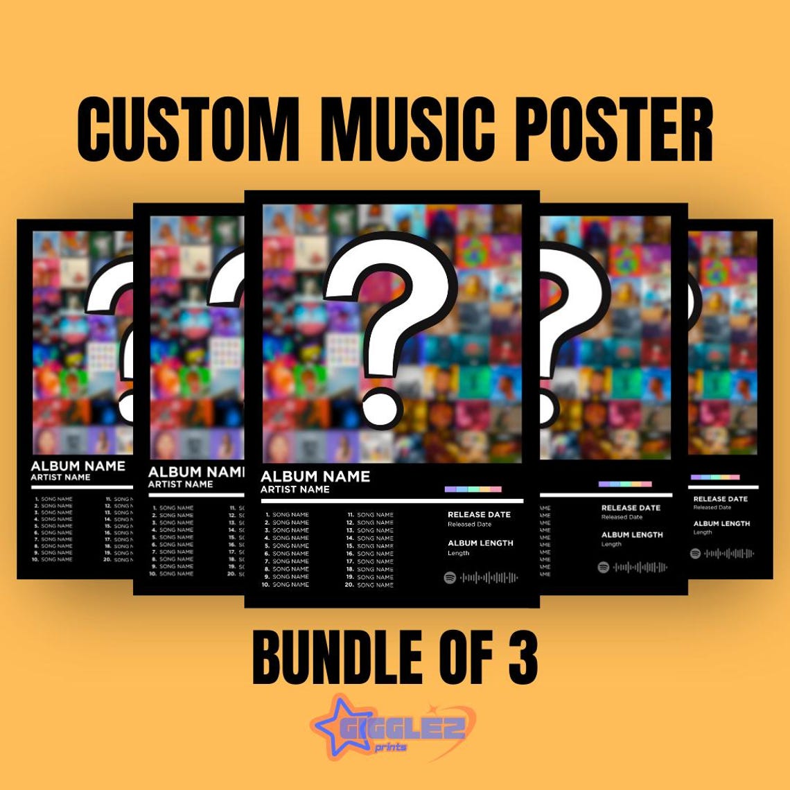 Choose Your Own Album Poster Set of 3, Custom Album Poster, Music ...