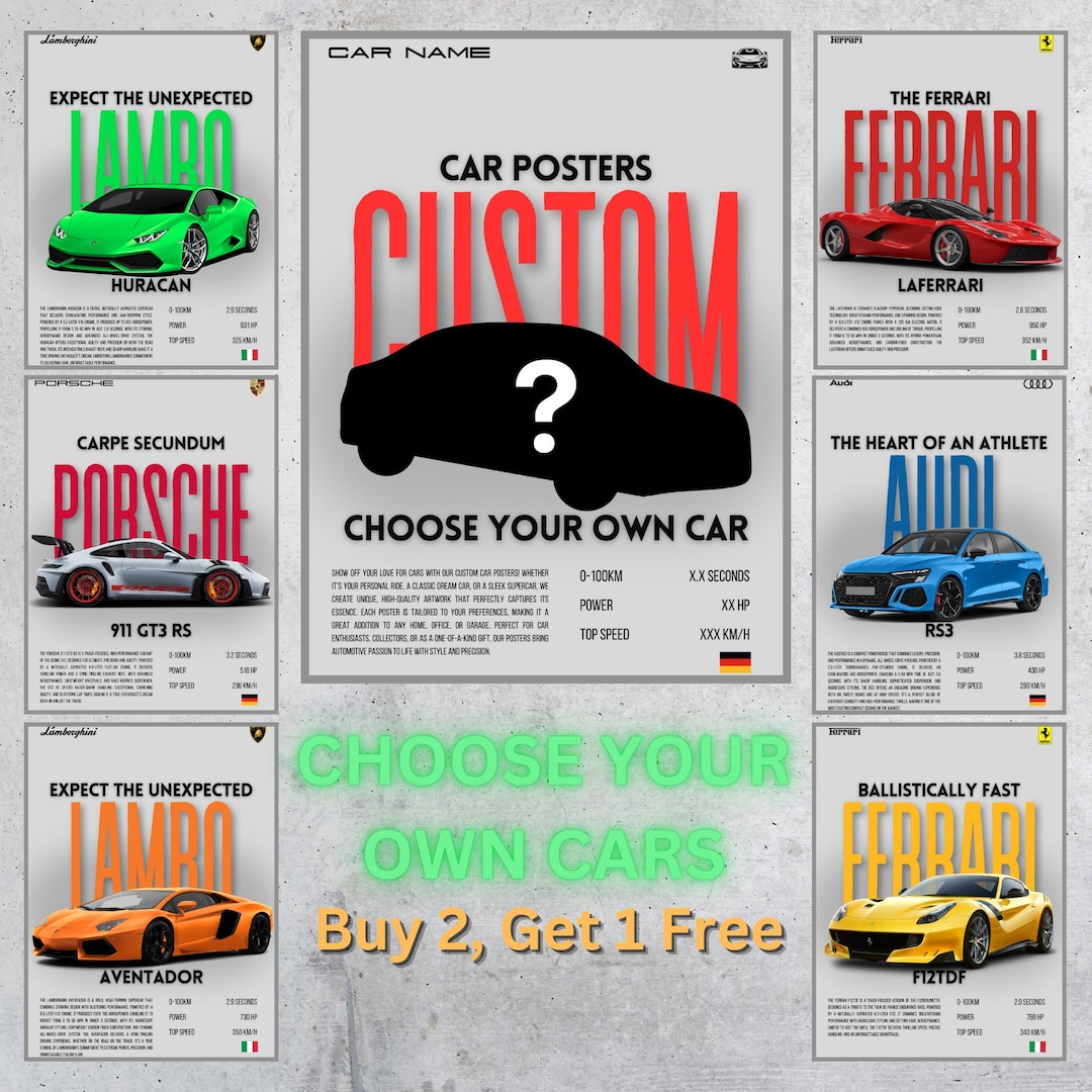 Custom Car Poster, Digital Download, Hyper Car Poster, Super Car Print ...