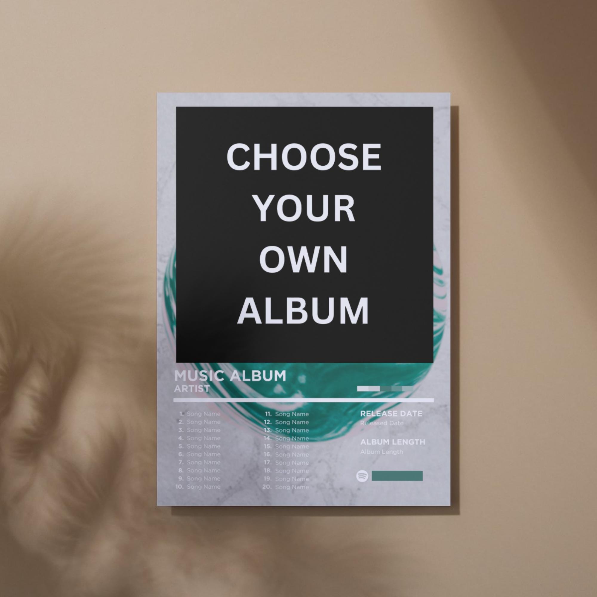 Choose Your Own Album Poster Custom Album Poster White Digital Poster ...