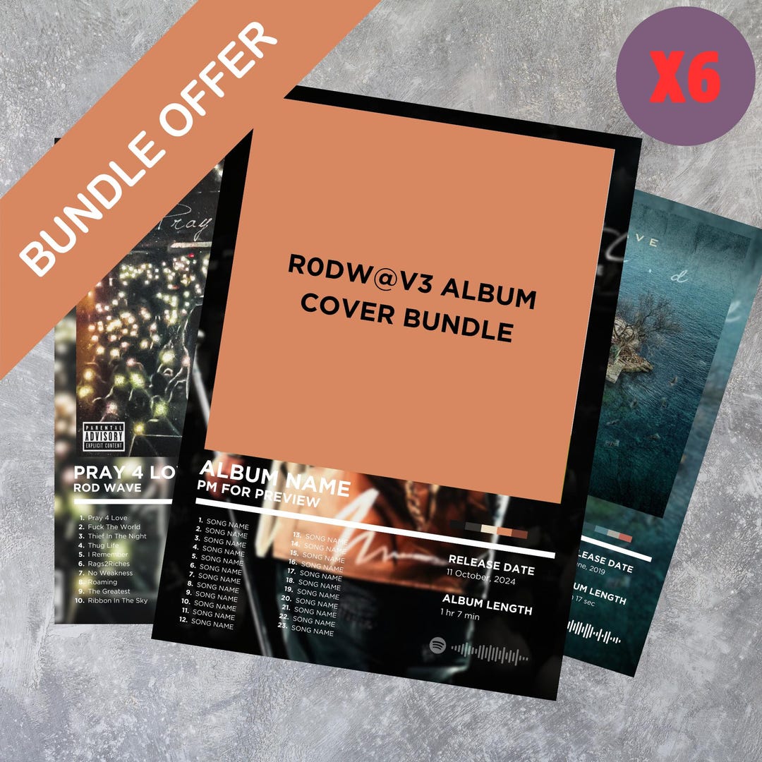 Rodwave Album Cover Poster Bundle Set of 6, Rapper Posters, Hip Hop ...