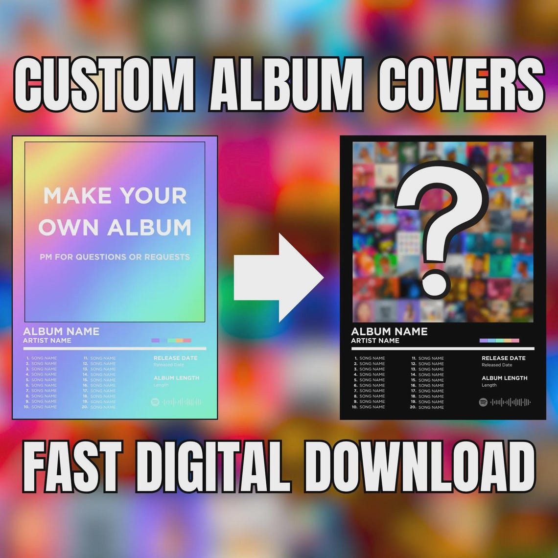 Choose Your Own Album Poster Set of 3, Custom Album Poster, Music ...
