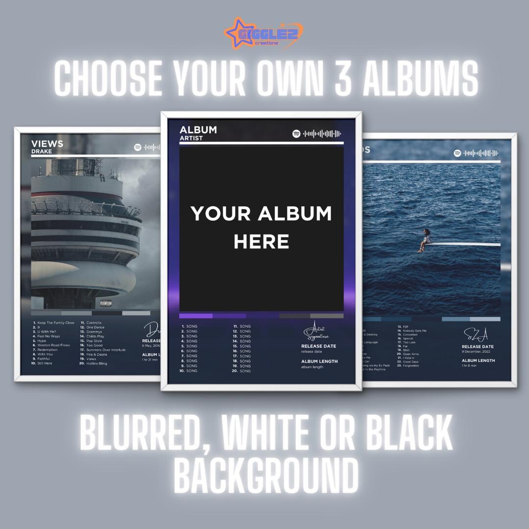 Choose Your Own Album Poster Set of 3, Custom Album Poster, Music ...