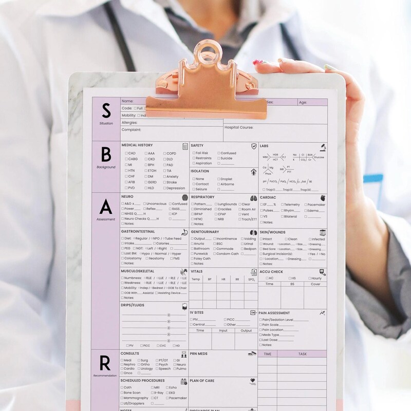 Sbar Nurse Report Sheet - Etsy