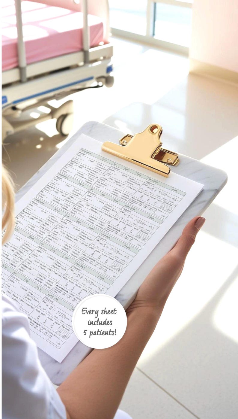 Nurse Report Sheet: 5 Patient RN Shift Template (PDF Download) - Etsy