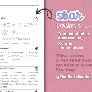 SBAR Nursing Report Sheet | Medsurg Brain ICU | RN Nurse Shift Handoff ...