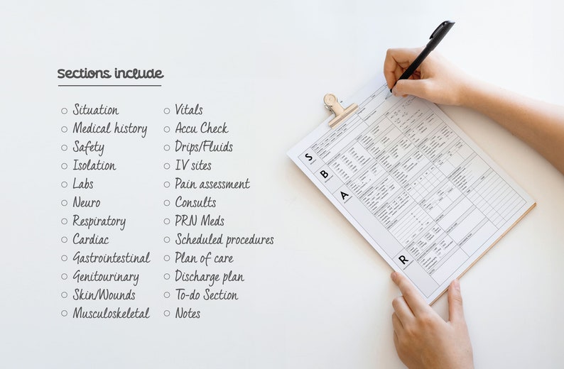 SBAR Nursing Report Sheet | Medsurg Brain ICU | RN Nurse Shift Handoff ...