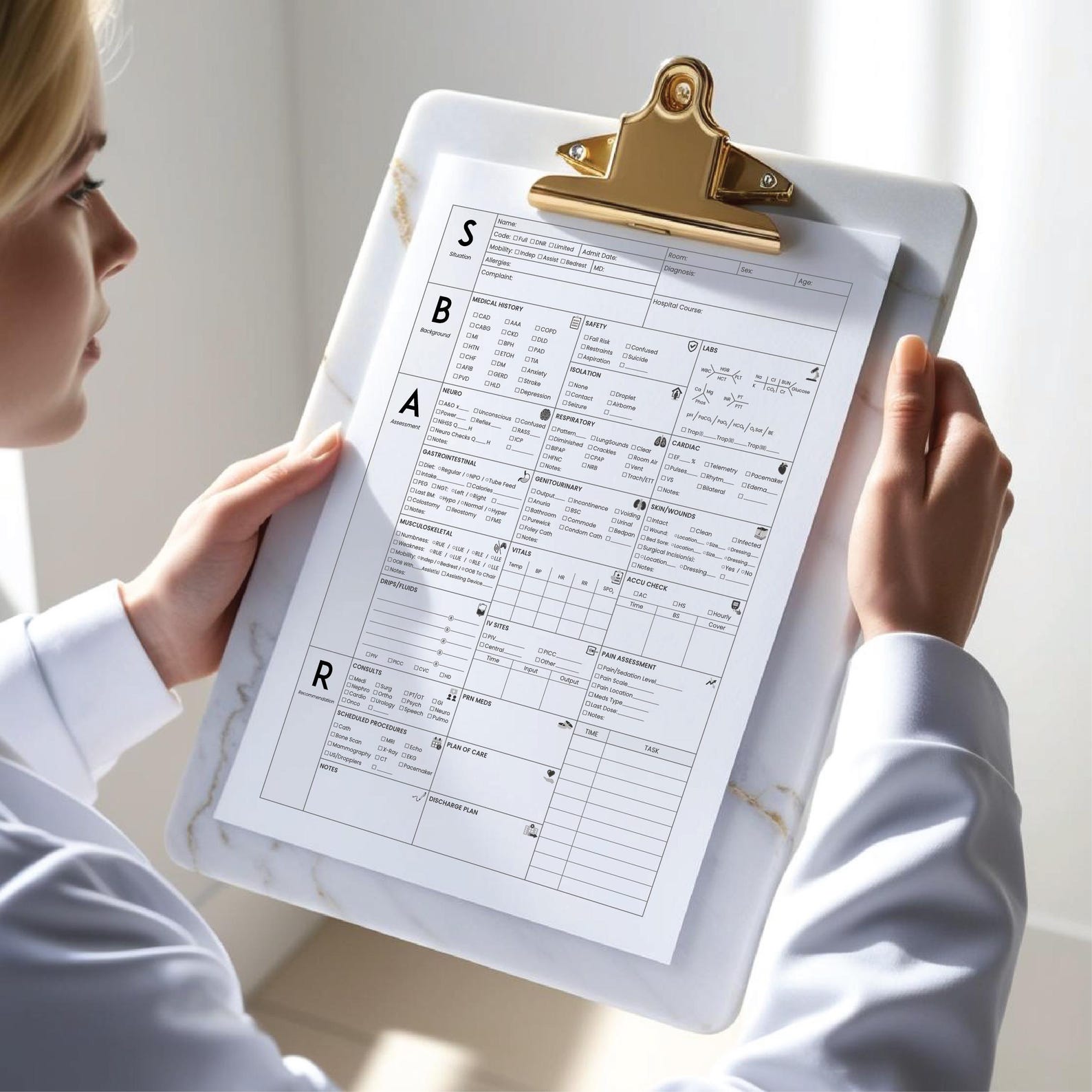 SBAR Nursing Report Sheet | Medsurg Brain ICU | RN Nurse Shift Handoff ...