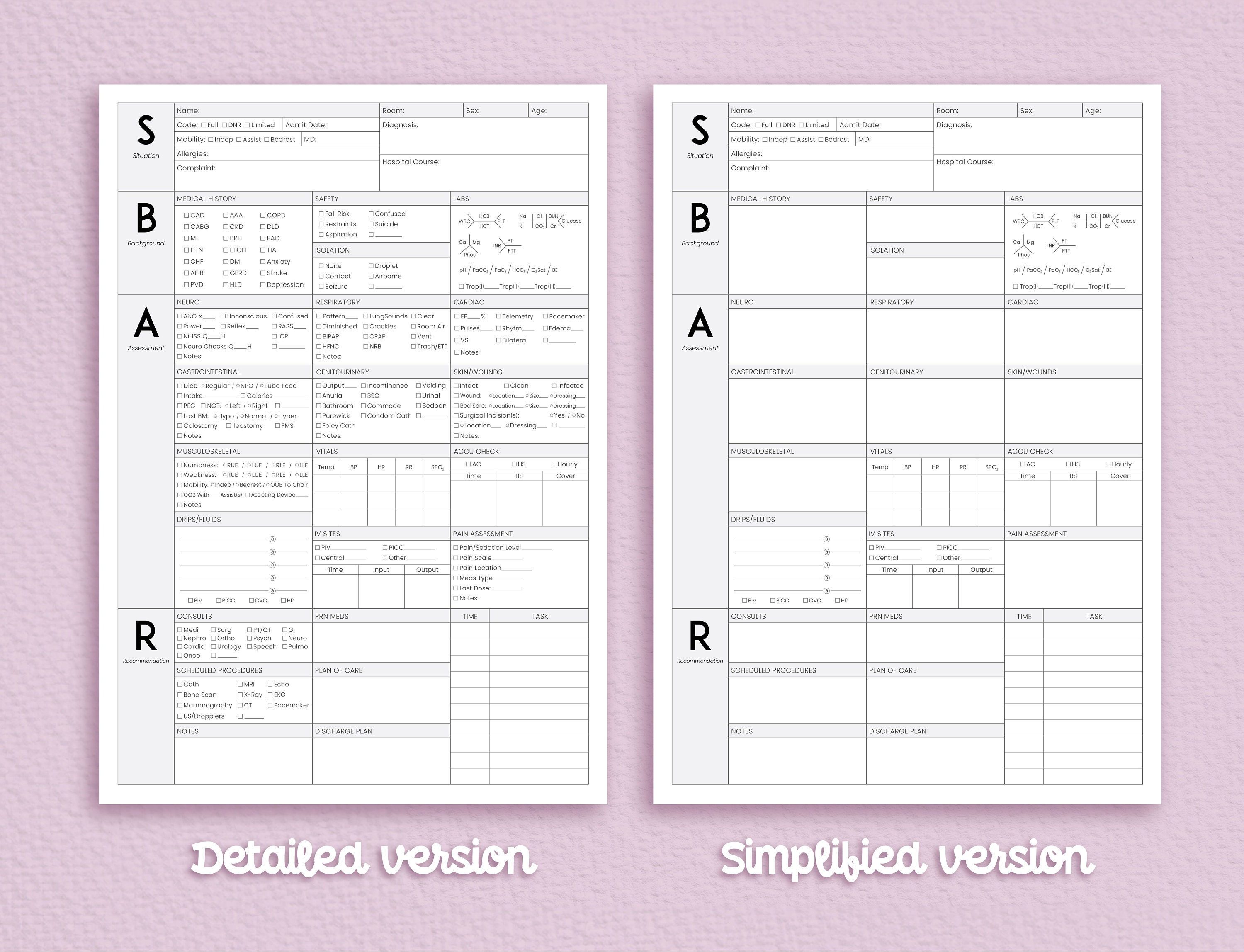 Sbar Nursing Report Sheet Medsurg Brain Icu Rn Nurse Shift Handoff