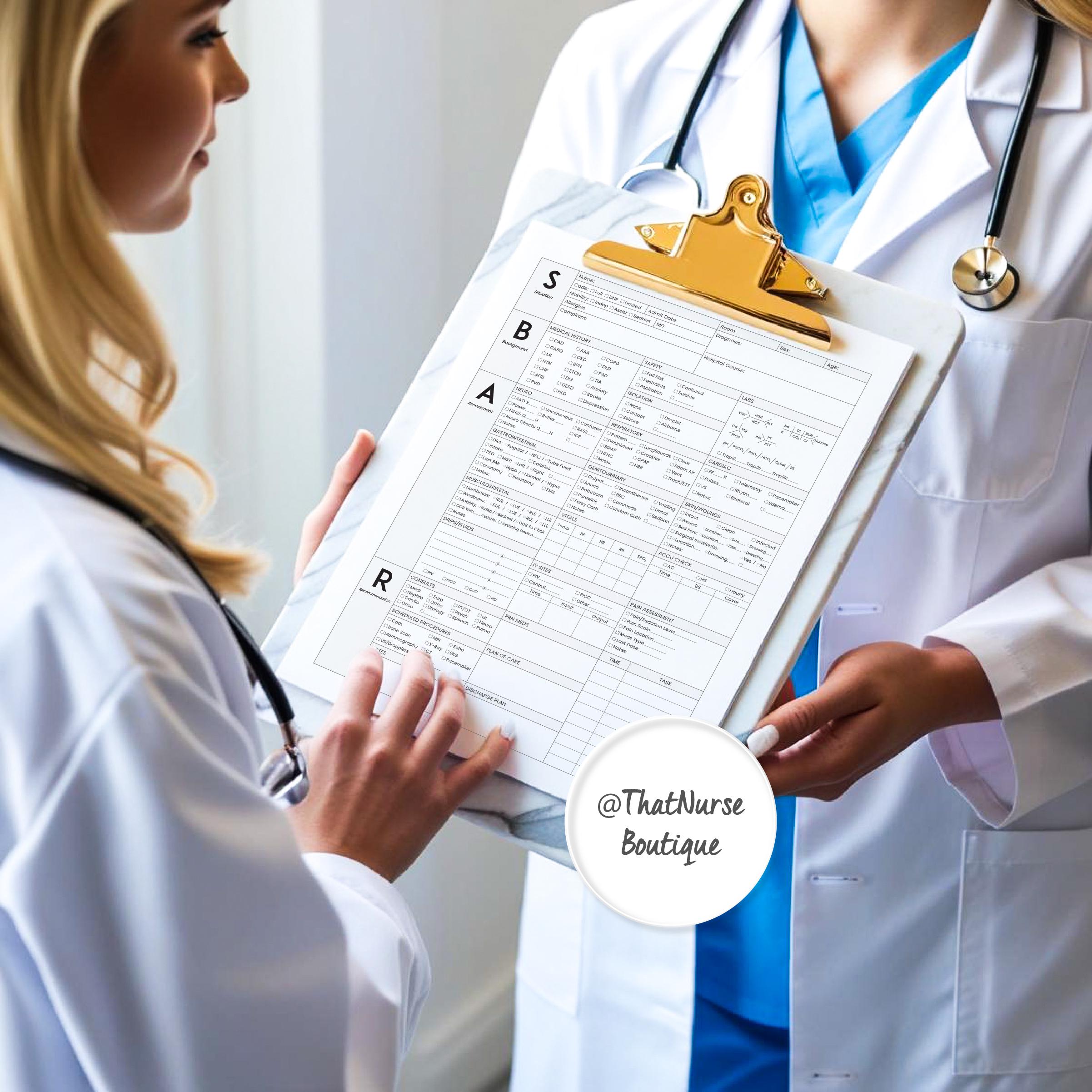 SBAR Nursing Report Sheet | Medsurg Brain ICU | RN Nurse Shift Handoff ...