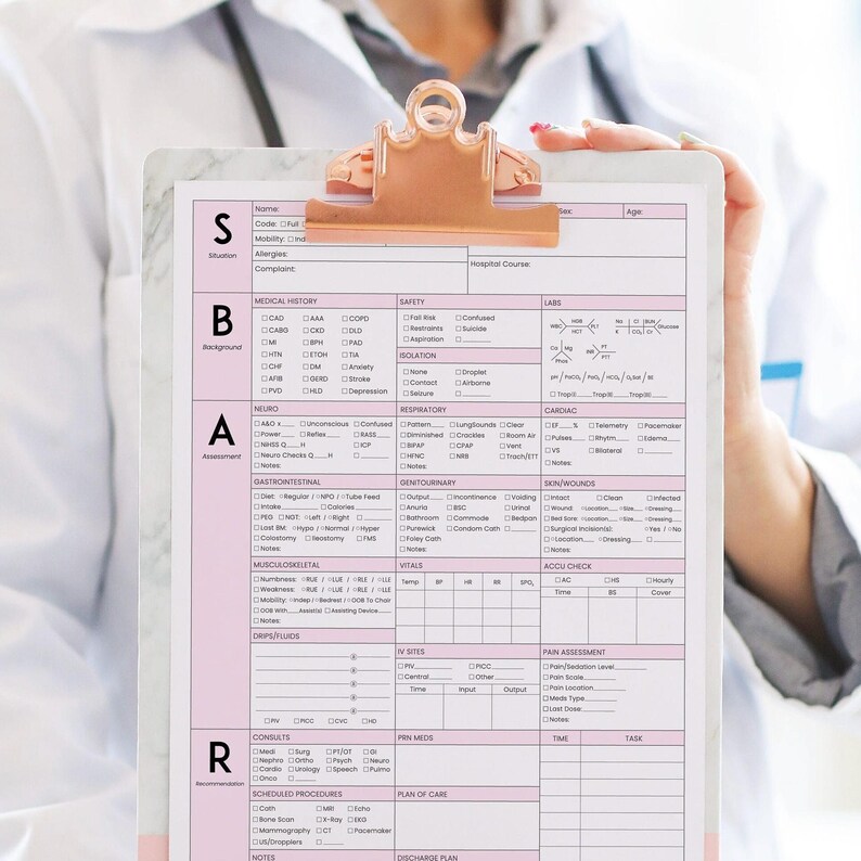 SBAR Nursing Report Sheet | Medsurg Brain ICU | RN Nurse Shift Handoff ...