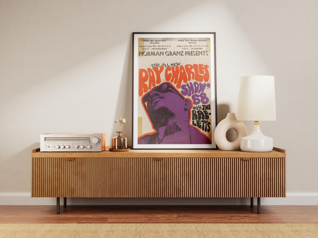 Ray Charles Show '68 Poster Vintage Jazz Art Retro Music Memorabilia ...