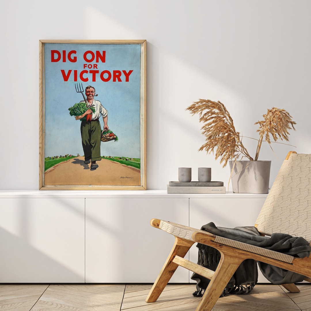Vintage 'dig for Victory' Propaganda Poster Retro Gardening Wall Art ...