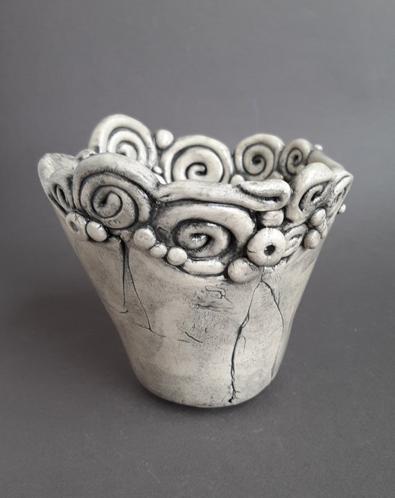 Coil Planter in White Anxiety Series 29 ceramic Planter | Etsy