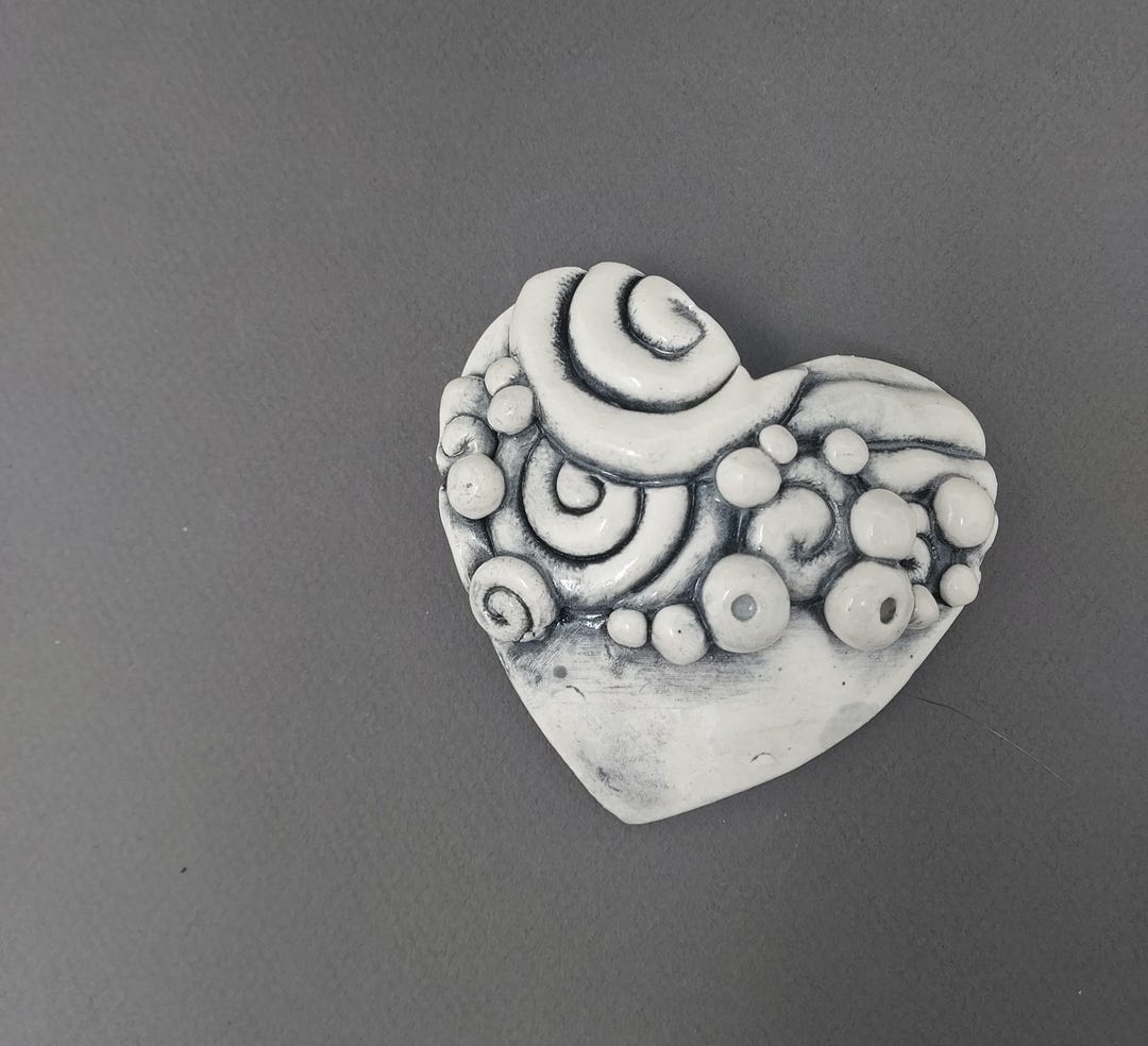 Wall Heart , White Heart, Coil Pottery Heart, Ceramic Wall Art, Listing ...