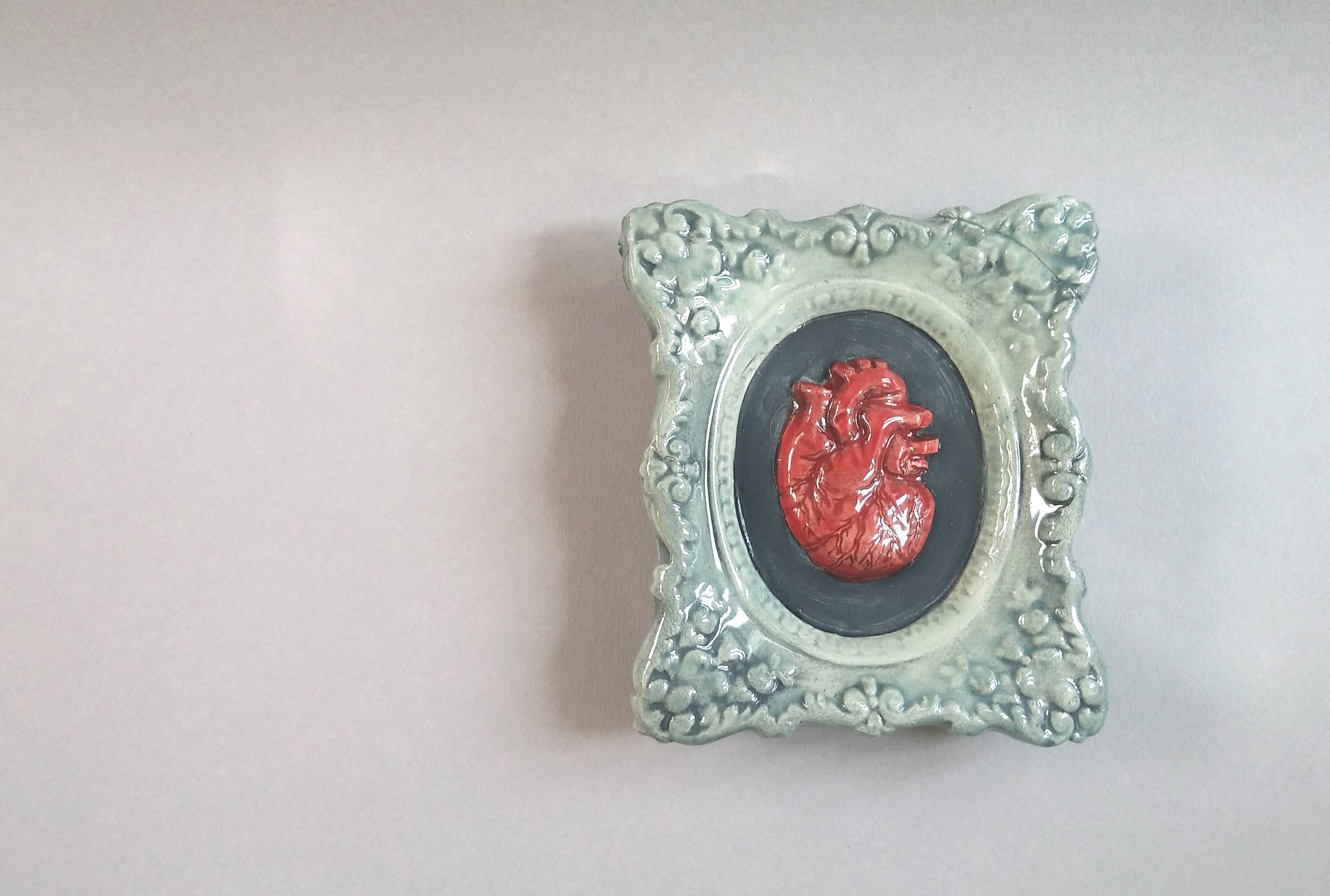 Framed Heart Ceramic wall art anatomical heart in frame | Etsy
