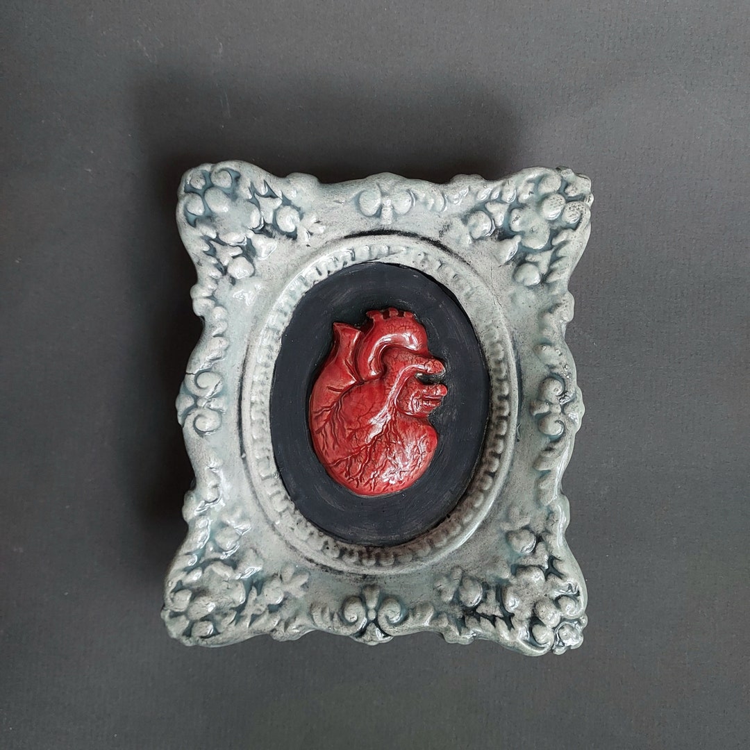 Framed Heart, Ceramic Wall Art, Anatomical Heart in Frame, Listing is ...