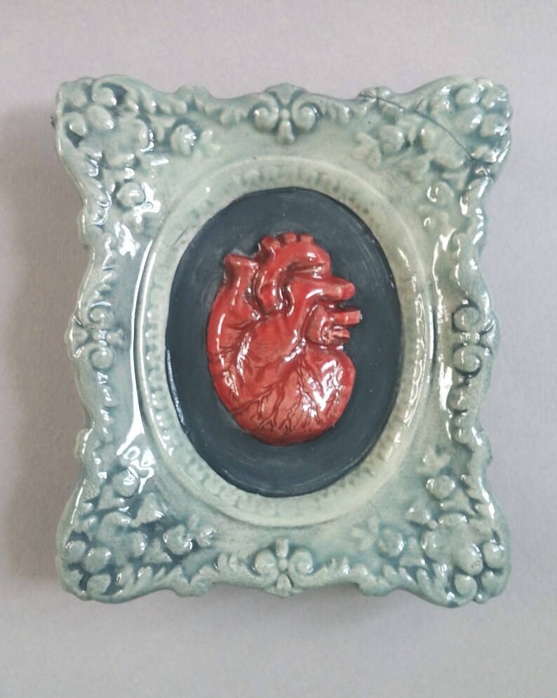 Framed Heart Ceramic Wall Art Anatomical Heart in Frame | Etsy