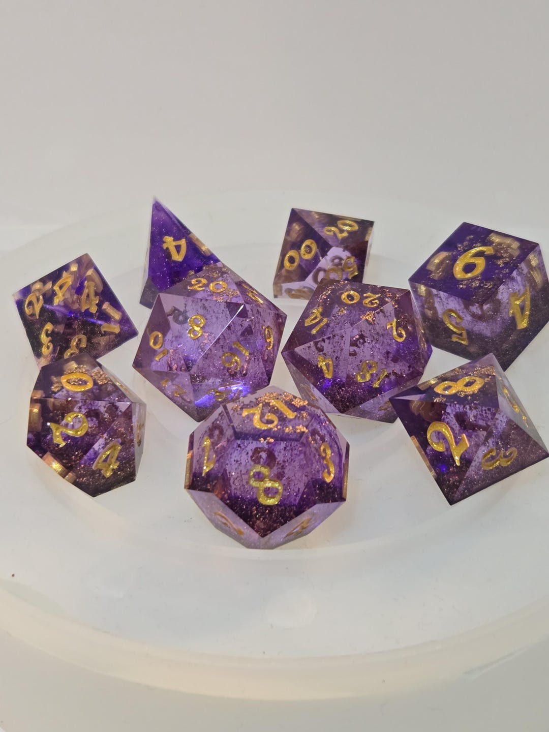 Royal Purple Dice Set With Gold Numbers, 9 Piece - Etsy