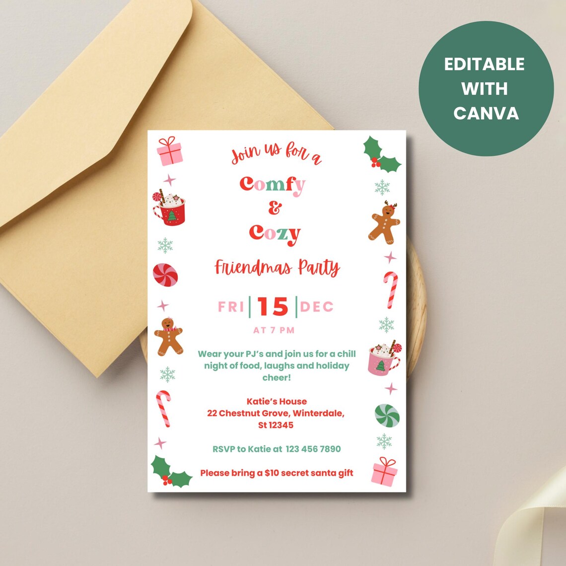 Comfy & Cozy Christmas Party Invitation, Friendmas Party Invite ...