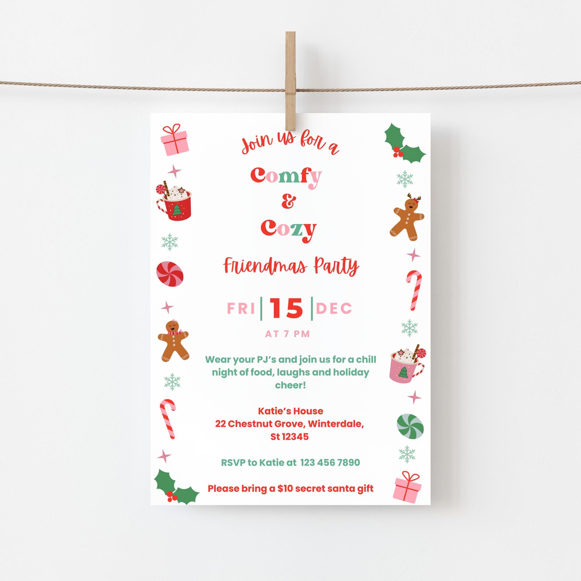 Comfy & Cozy Christmas Party Invitation, Friendmas Party Invite ...