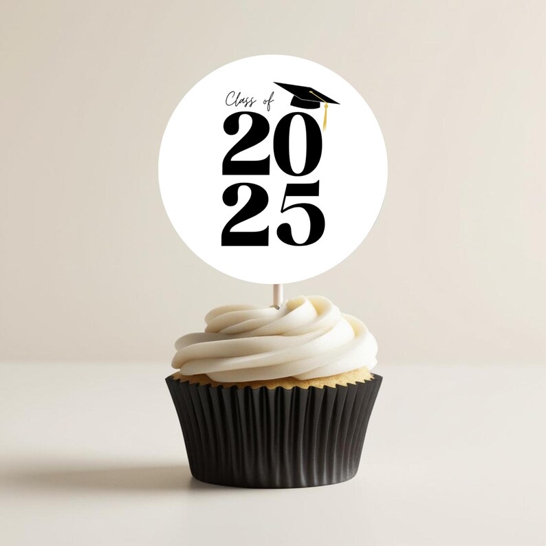 Graduation Cupcake Toppers, Set of 3 Designs, Class of 2025 ...