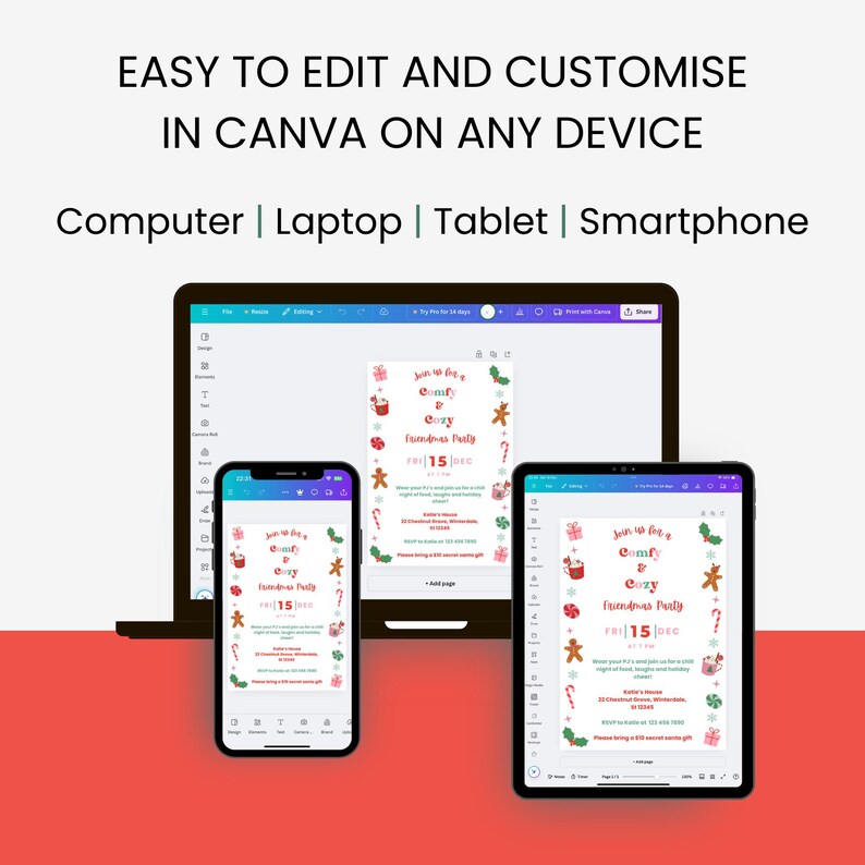 Comfy & Cozy Christmas Party Invitation, Friendmas Party Invite ...