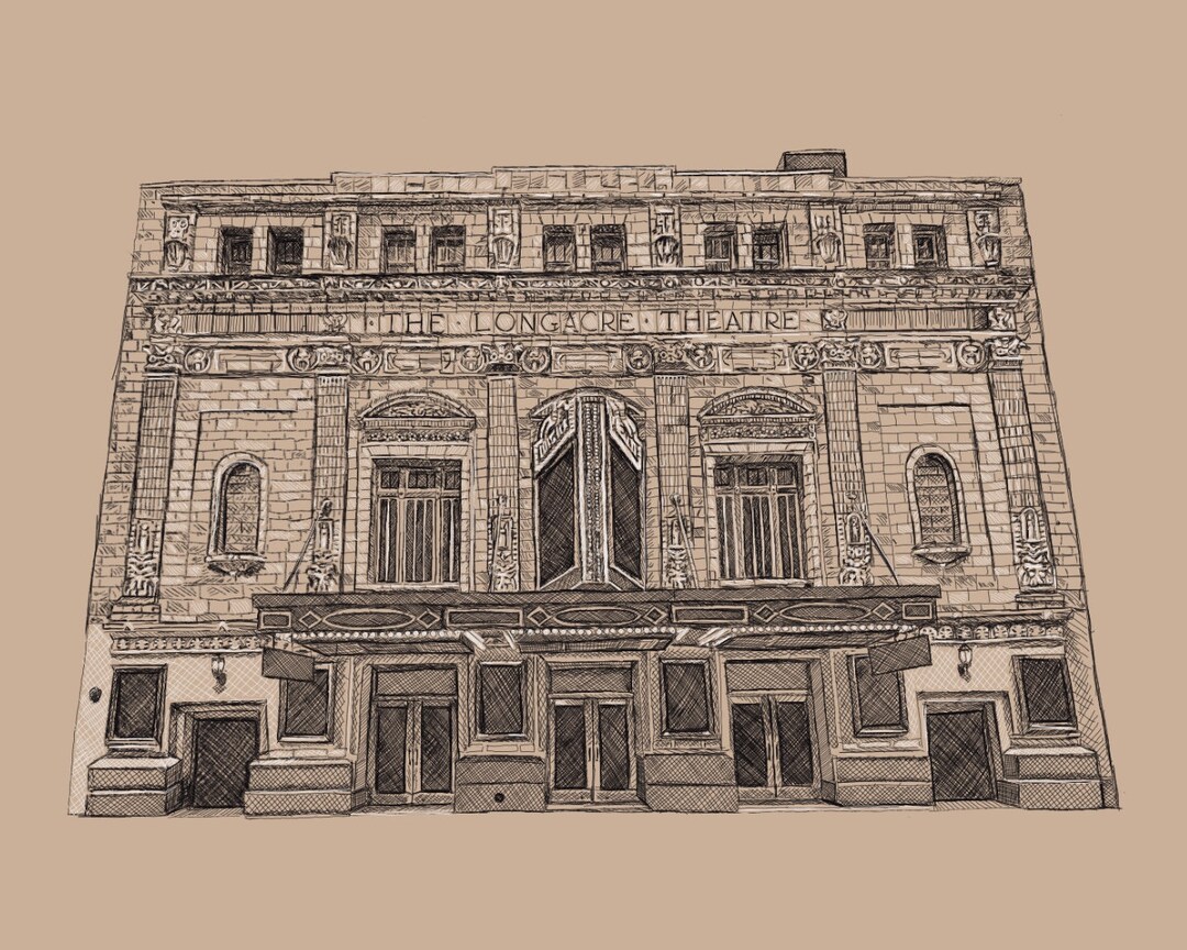 Longacre Broadway Theatre Drawing 8 X 10 Original Art Print - Etsy