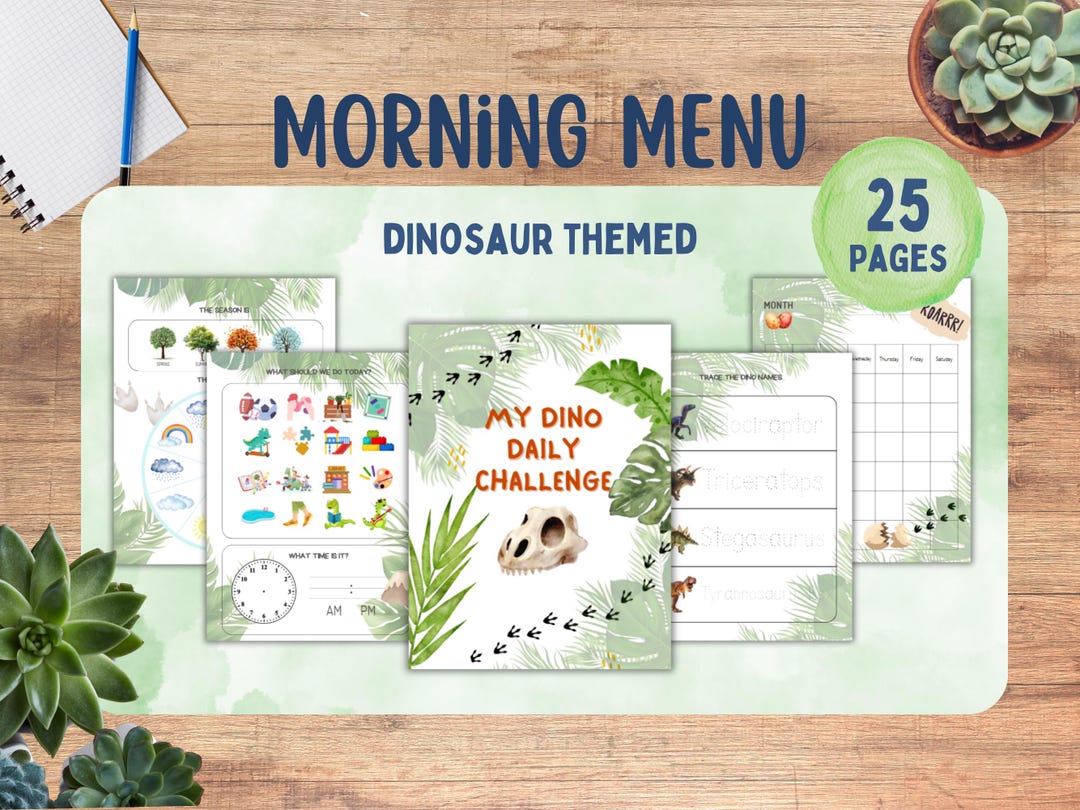 Dinosaur Morning Menu Bundle | Homeschool Printable | Preschool ...